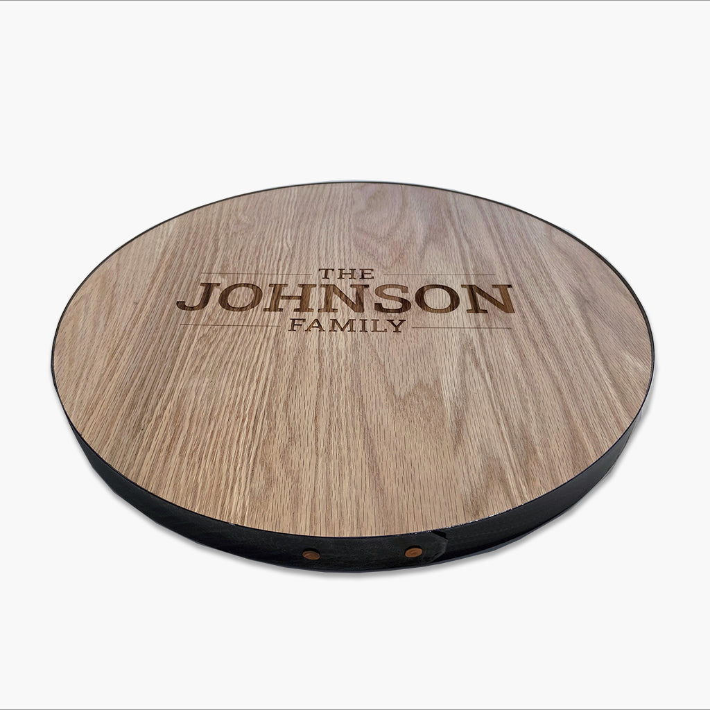 Personalized Oak Wine Barrel Lazy Susan Fleurish